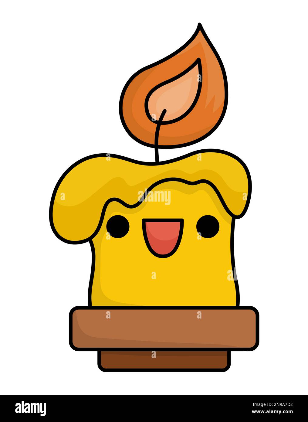 Vector kawaii candle stick. Cute smiling Halloween character for kids ...
