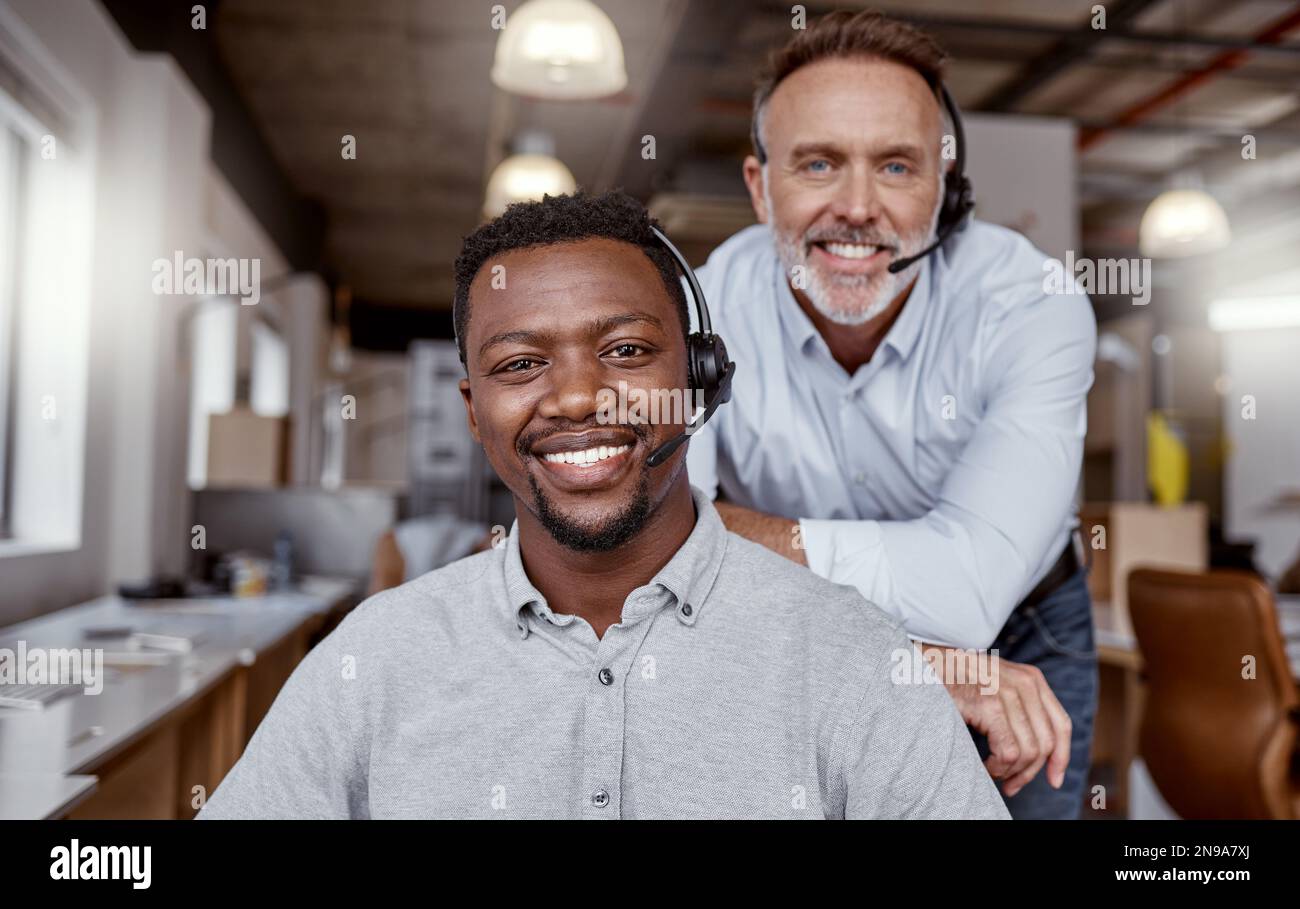 Nothing encourages growth like support. Portrait of two men using ...