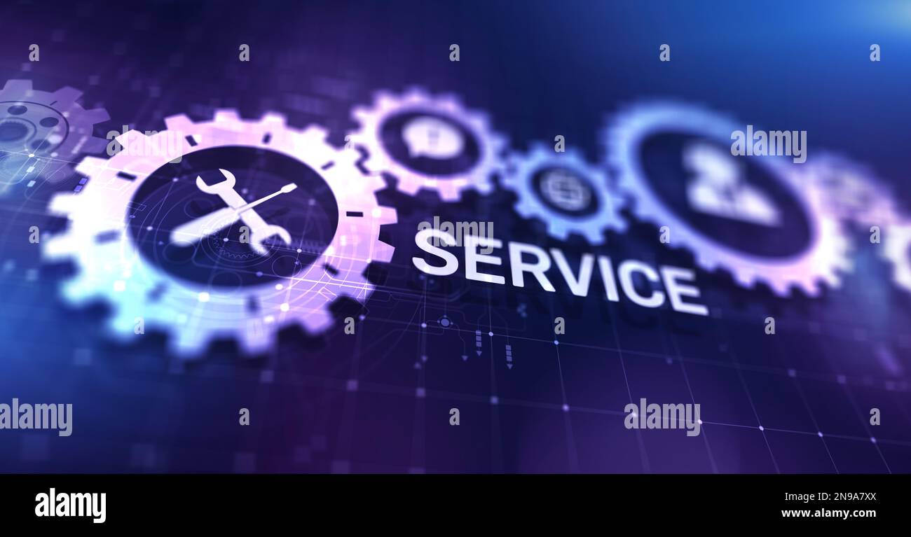 Service support customer help call center Business technology button on ...