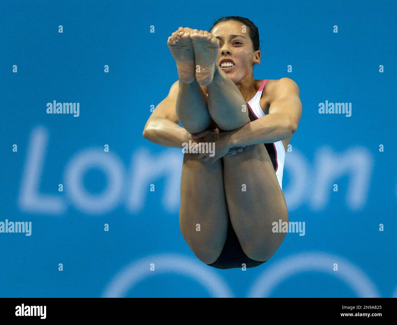 Bronze medalist Laura Sanchez Soto from Mexico competes during the ...
