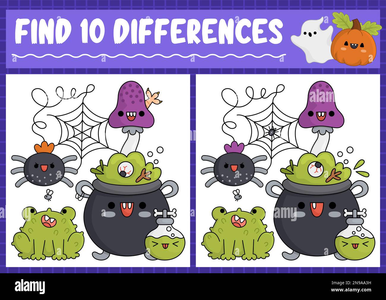 Halloween find differences game for children. Attention skills activity ...