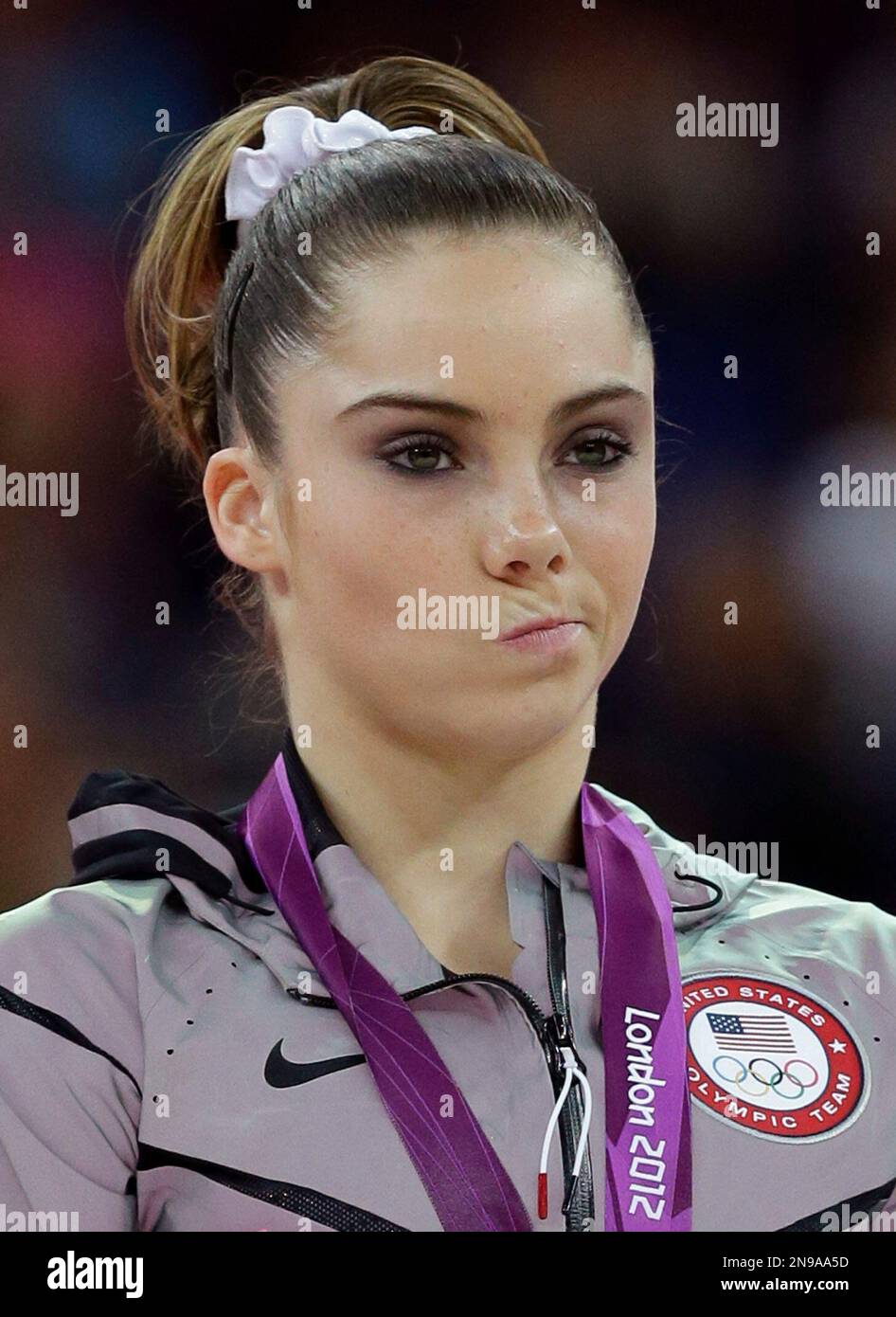 U.S. silver medallist gymnast McKayla Maroney gestures during the ...