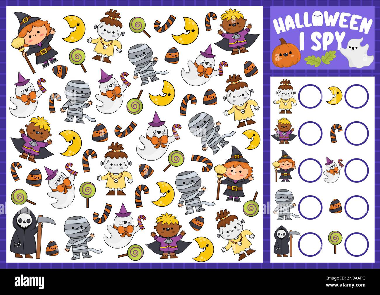 Halloween I spy game for kids. Searching and counting activity with ...
