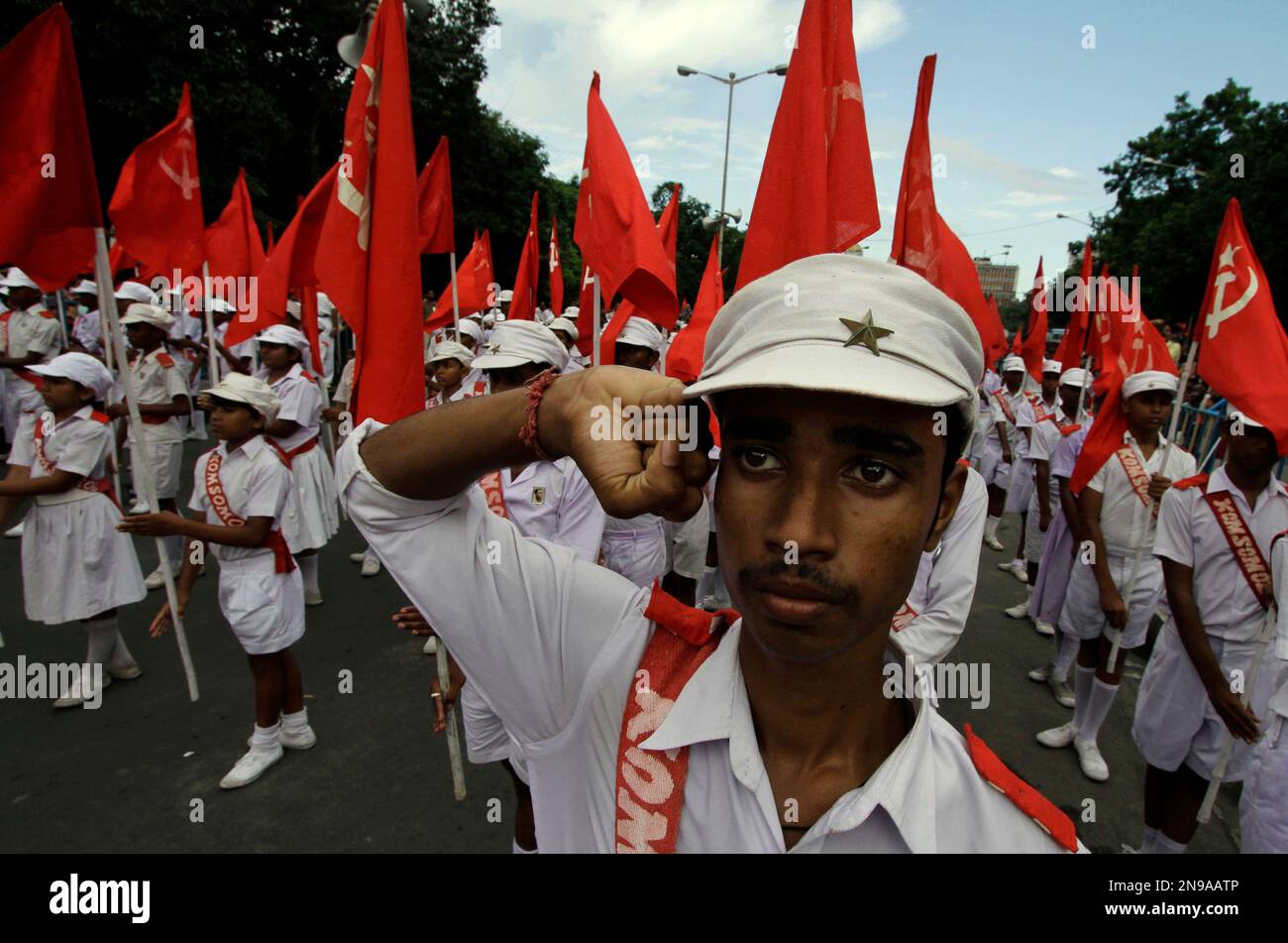 Members of KOMSOMOL, the youth wing of the Socialist Unity Centre of India (Communist ...