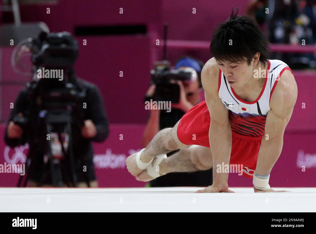 Japanese gymnast Kohei Uchimura performs during the men's floor ...