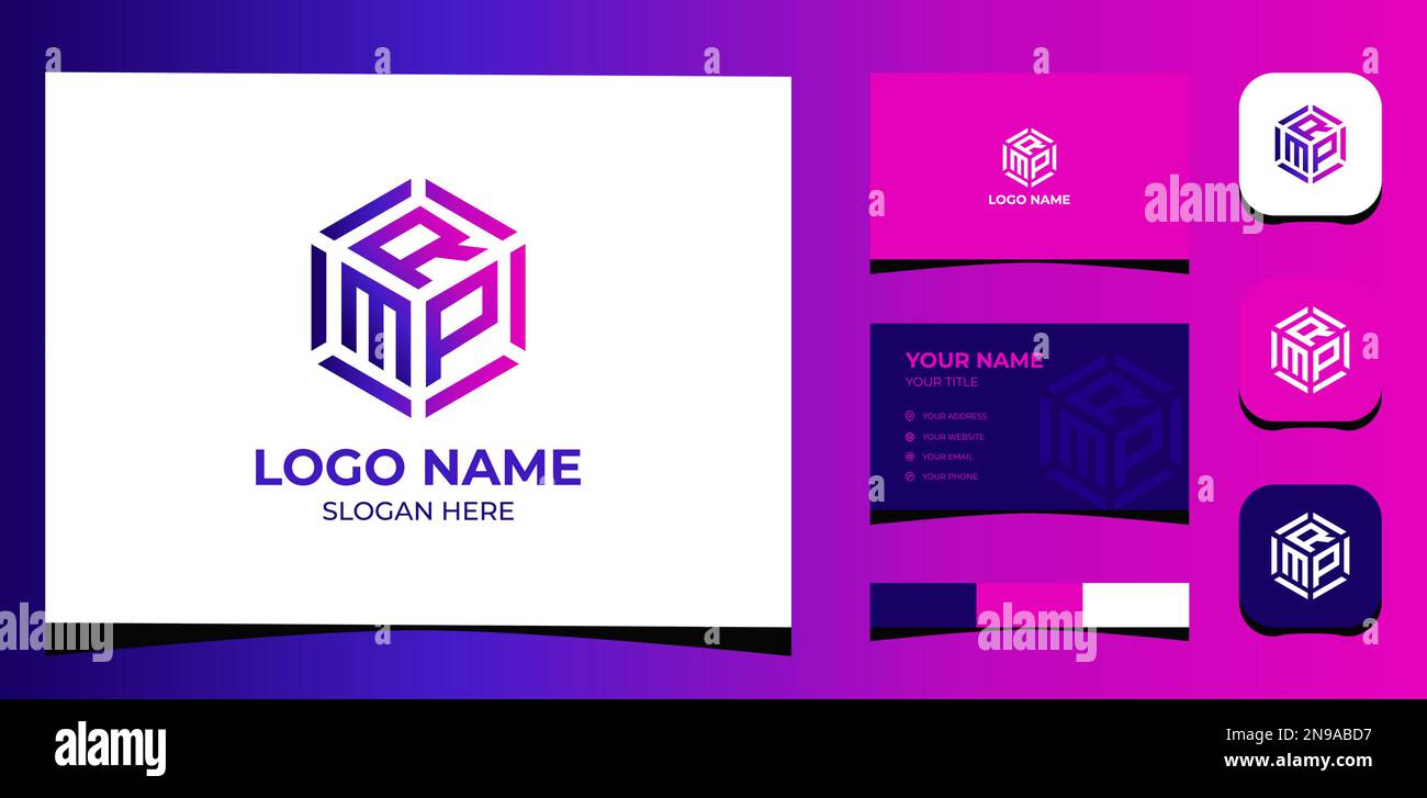 Template Logo Creative Initial R, P, M with Cubic concept. Creative ...