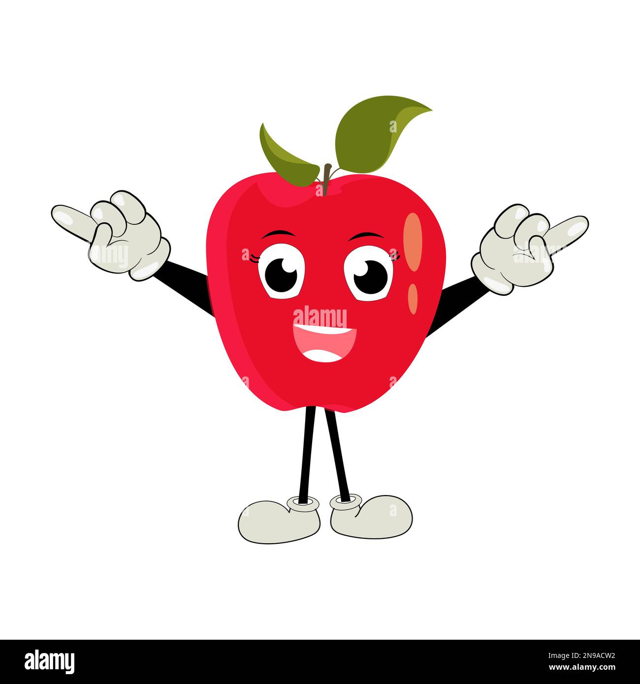 Apple Cartoon Character Illustration Of A Happy Apple Character Red Yellow Green Apple Funny 