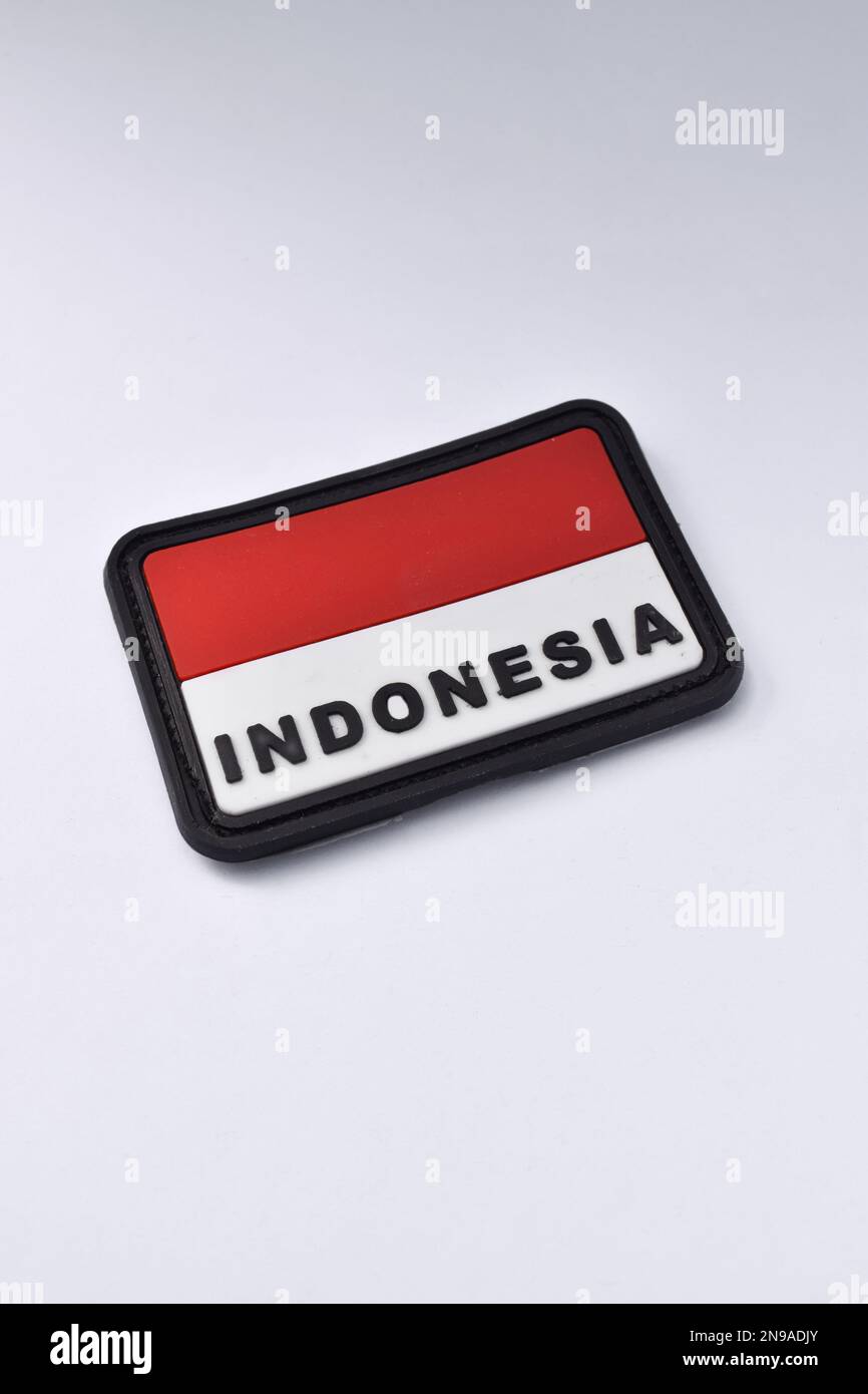 Indonesian flag patch isolated on white background. Can be detached ...