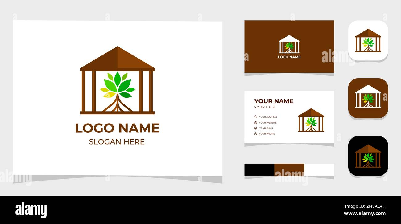 Template Logo Creative Mangrove tree, root mangrove and gazebo shape ...