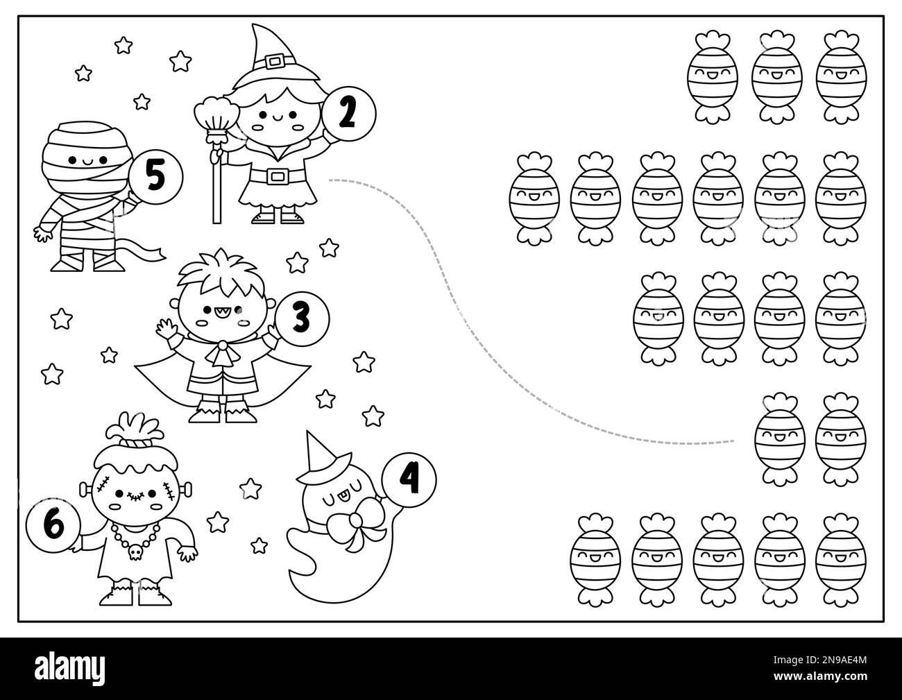 Halloween black and white matching game with trick or treat sweets and ...