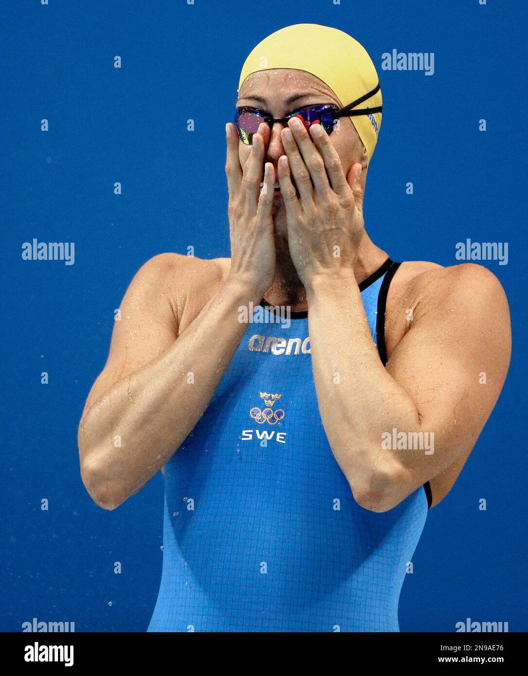 Sweden's Therese Alshammar prepares to swim in the women's 50-meter ...