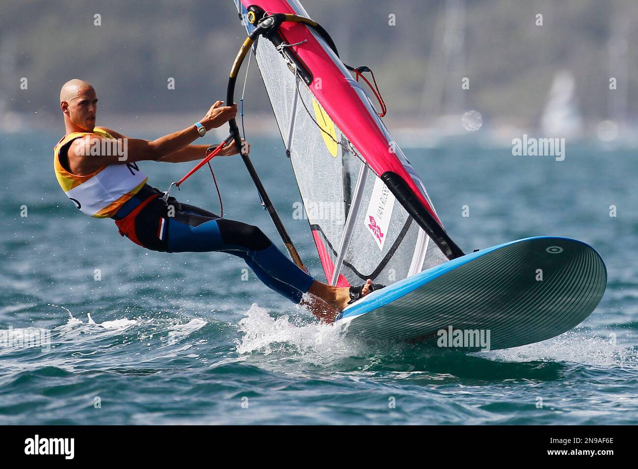 Dorian Van Rijsselberge of Netherlands competes during the RS:X ...