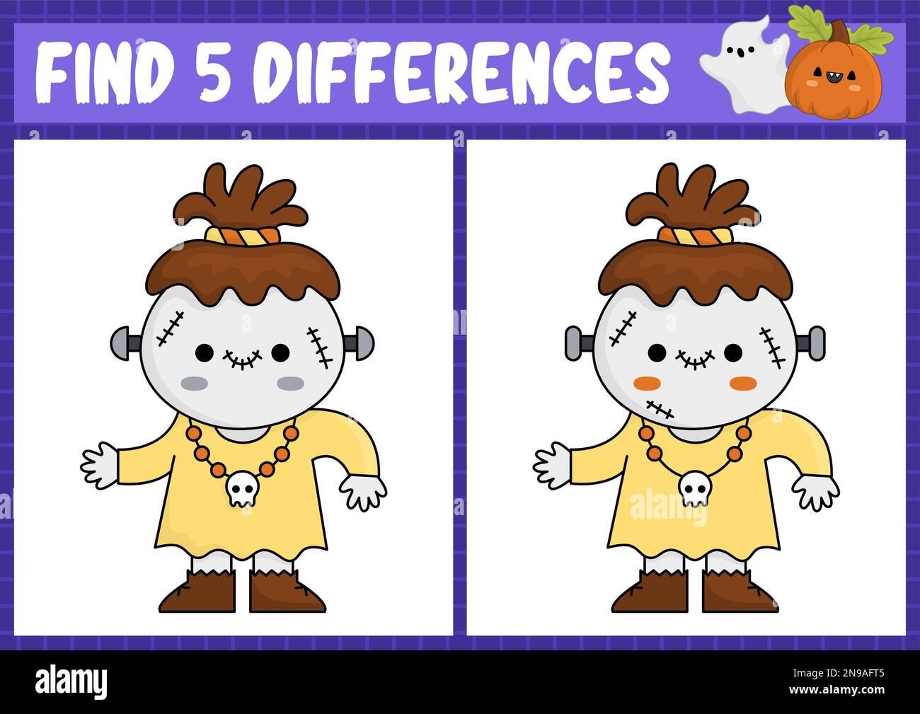Halloween find differences game for children. Attention skills activity ...