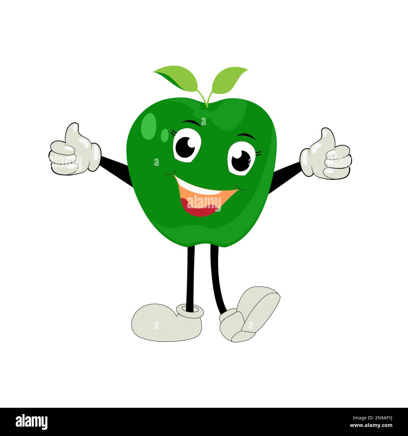 Apple Cartoon character Illustration of a Happy Apple Character. Red ...
