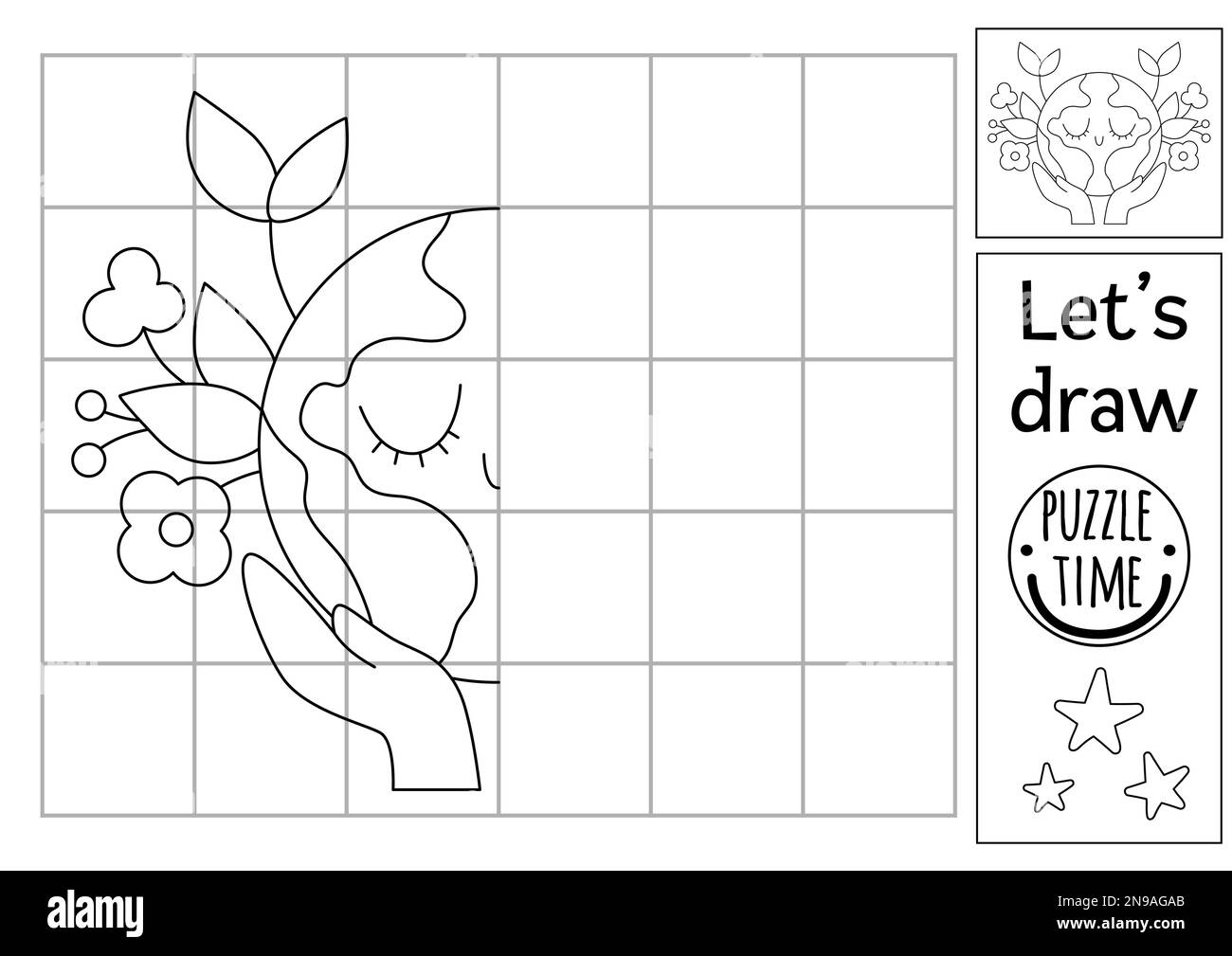 Complete the planet picture. Vector ecological symmetrical drawing ...