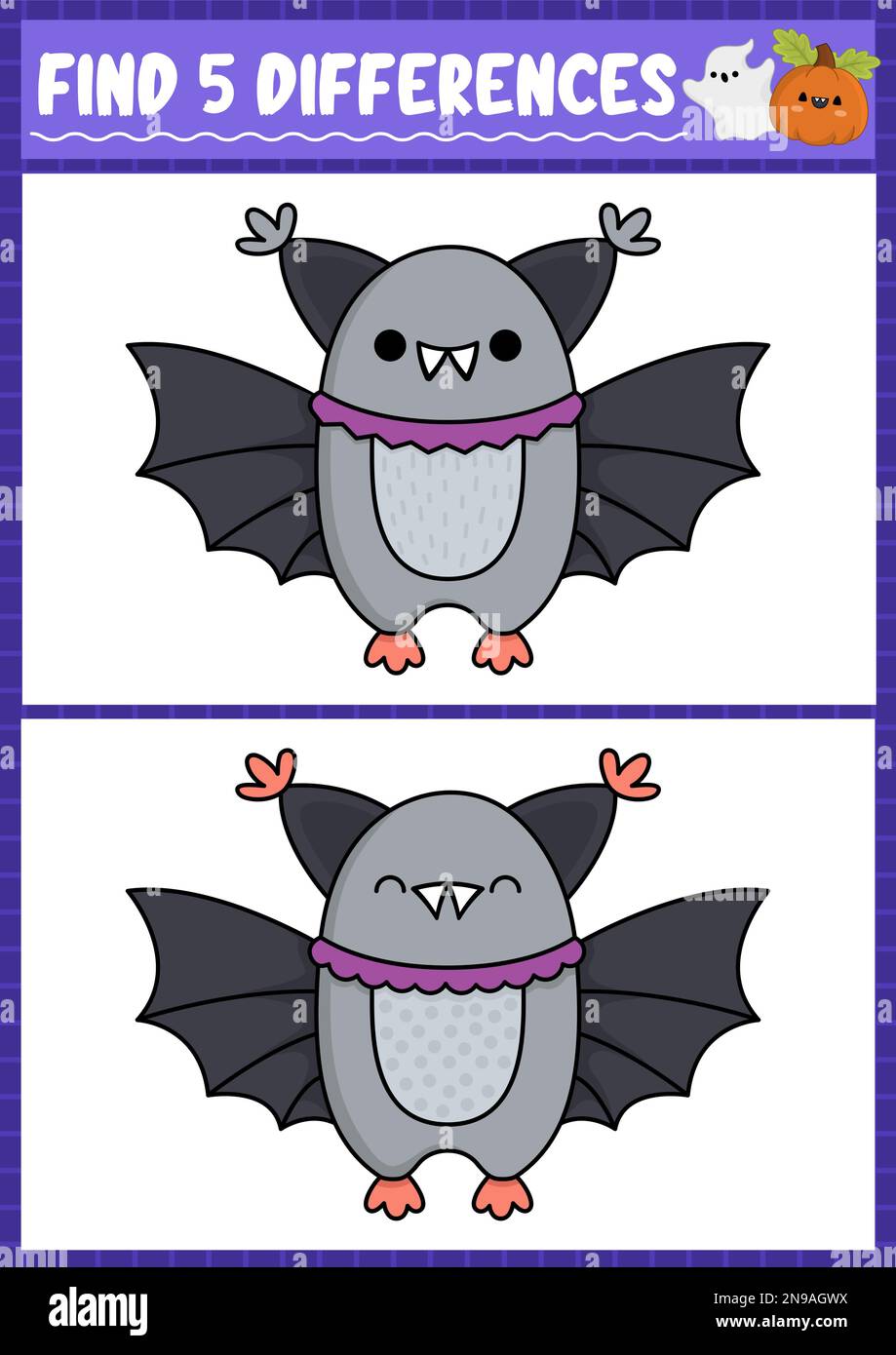 Halloween find differences game for children. Attention skills activity ...