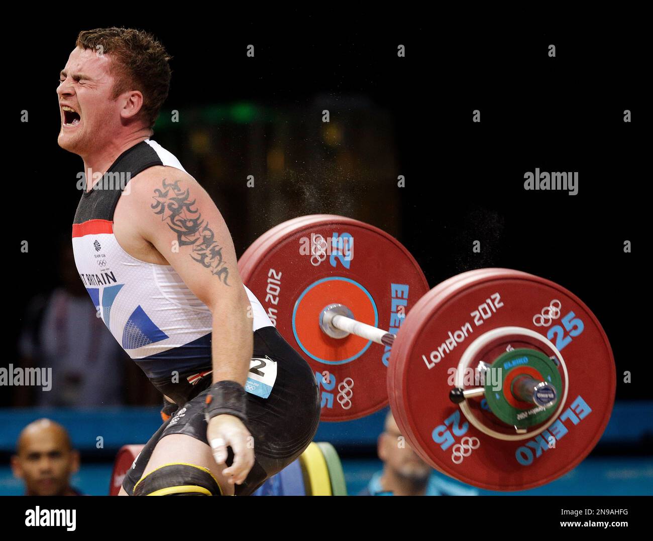 Great Britain's Peter Kirkbride loses the bar as he competes during the ...