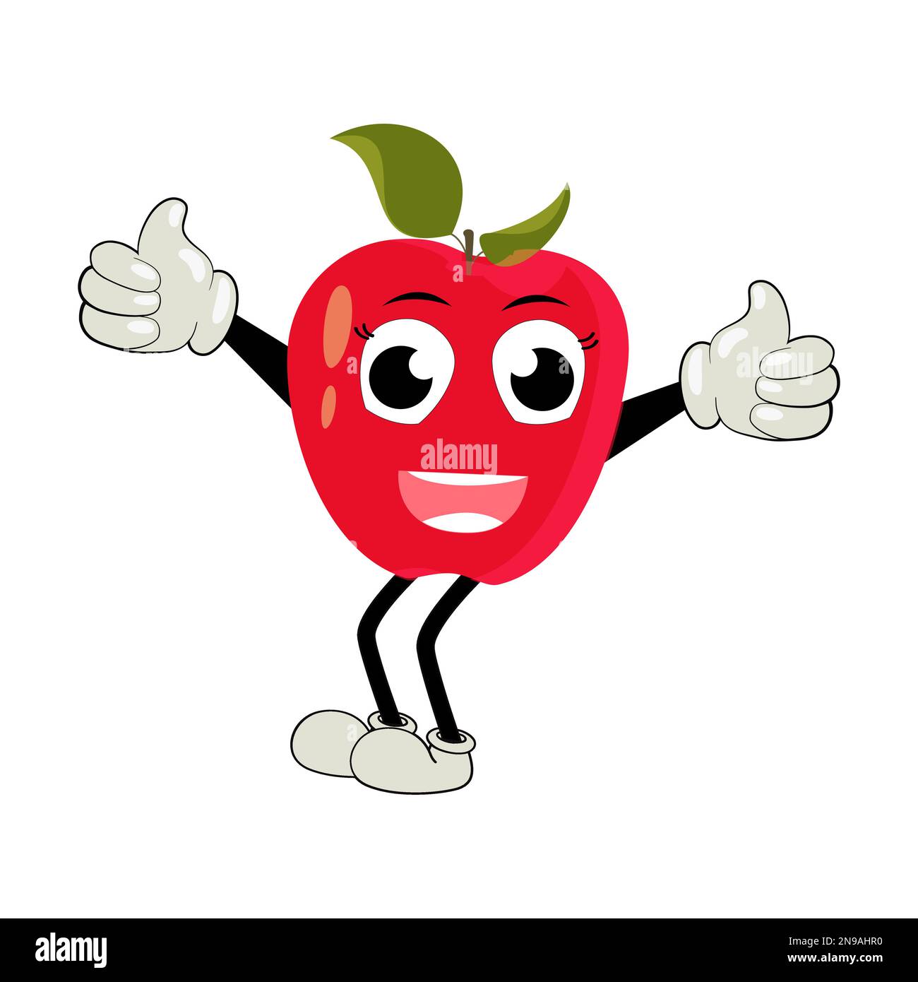 Apple Cartoon character Illustration of a Happy Apple Character. Red ...