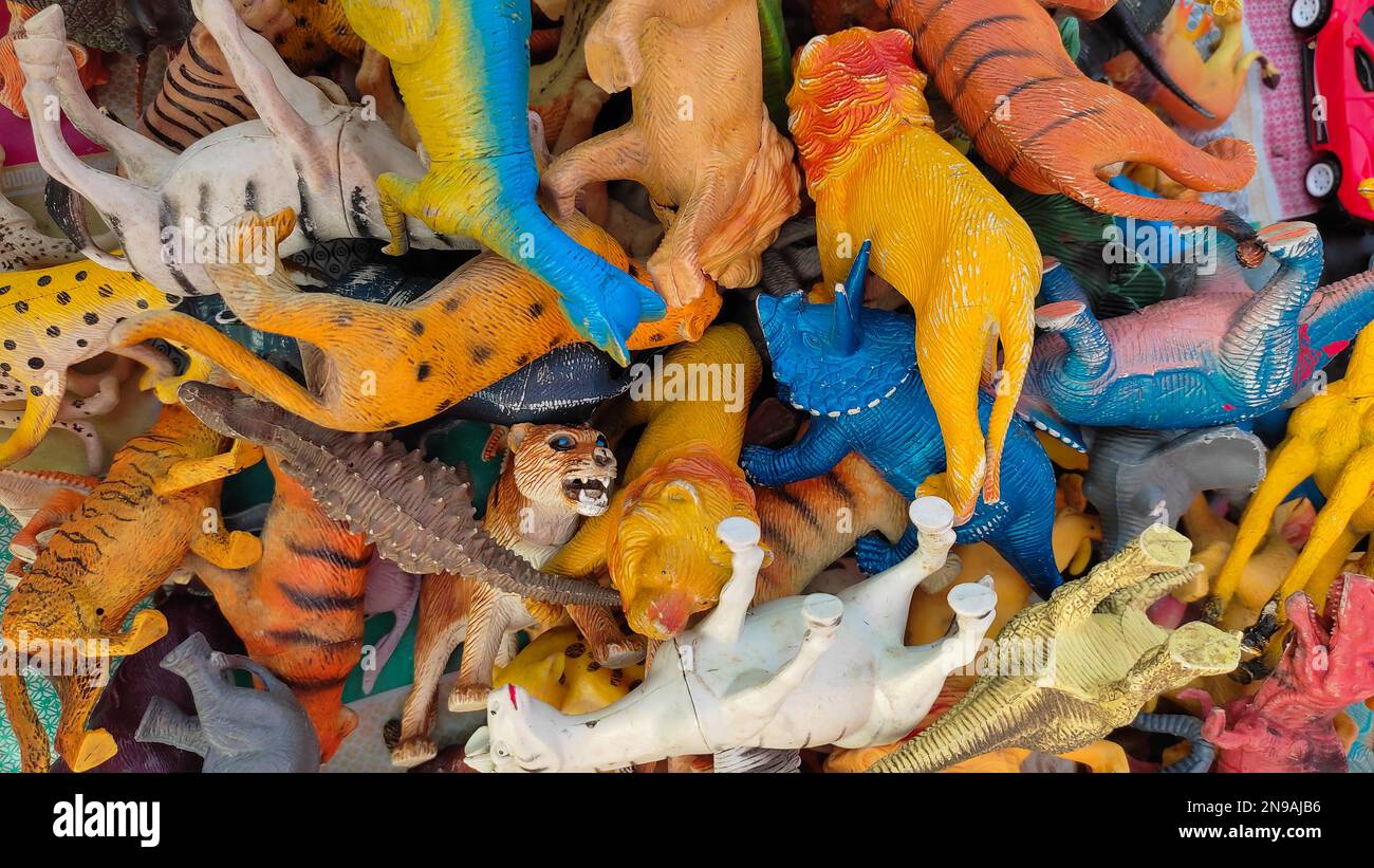 Pile of various animal toys. Studio shot Stock Photo - Alamy