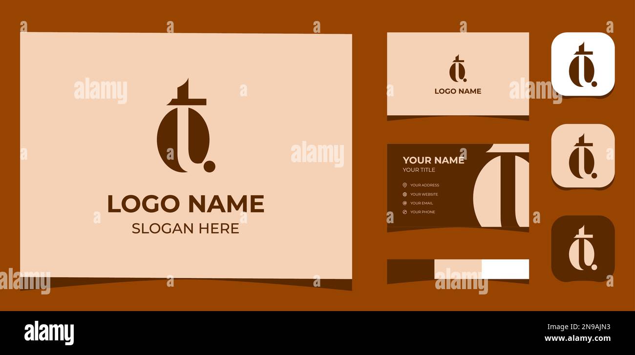 Template Logo Creative Initial Letter T and coffee bean shape concept ...