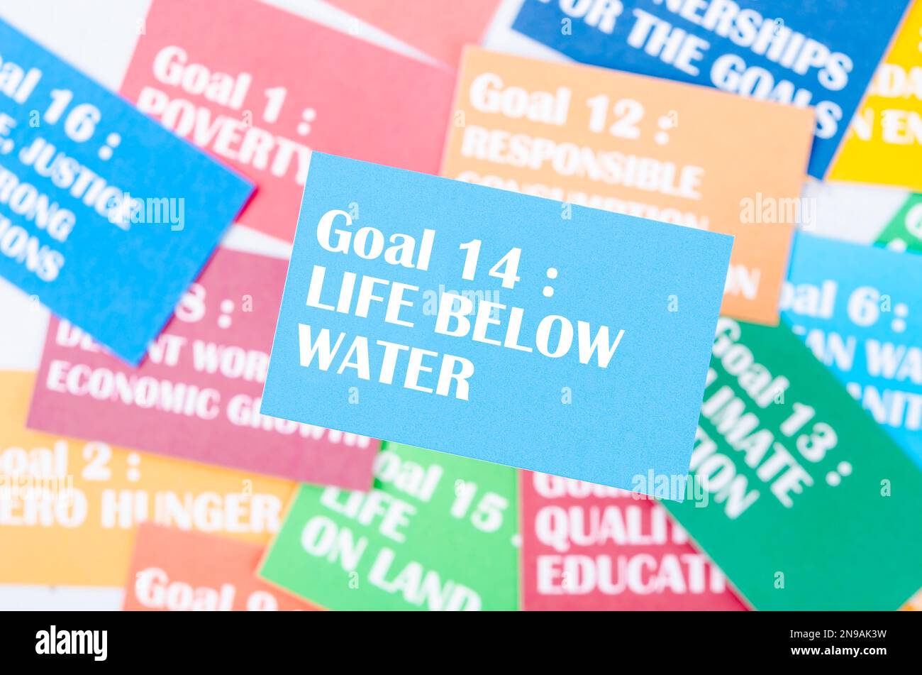 Goal 14 : Life below water. The SDGs 17 development goals environment ...