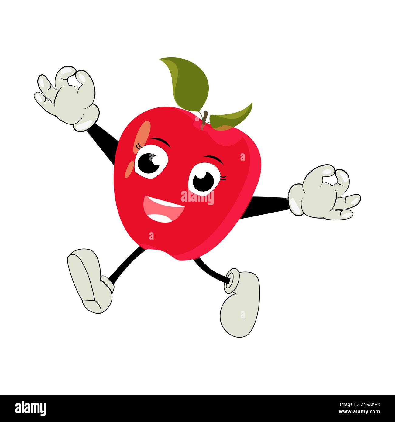 Apple Cartoon character Illustration of a Happy Apple Character. Red ...