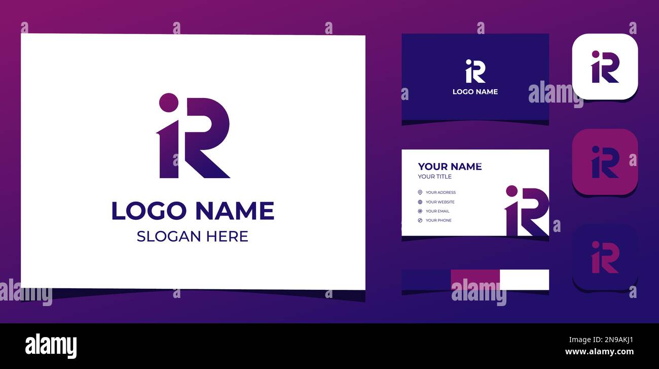 Template Logo Creative Initial Letter I R or R I minimalist concept ...