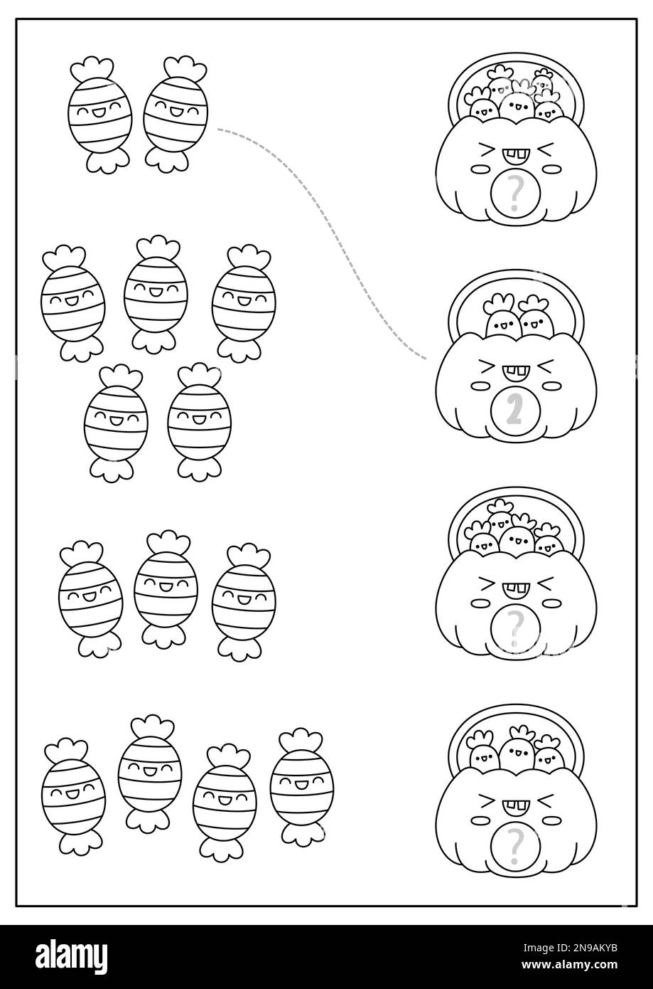 Halloween black and white matching game with trick or treat sweets and ...