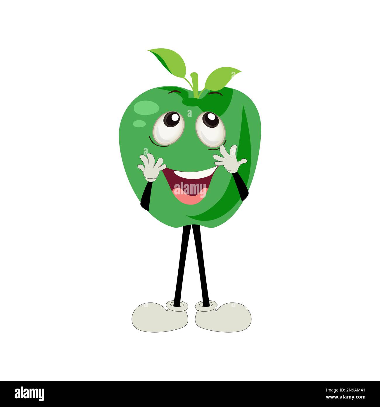 Apple Cartoon character Illustration of a Happy Apple Character. Red ...