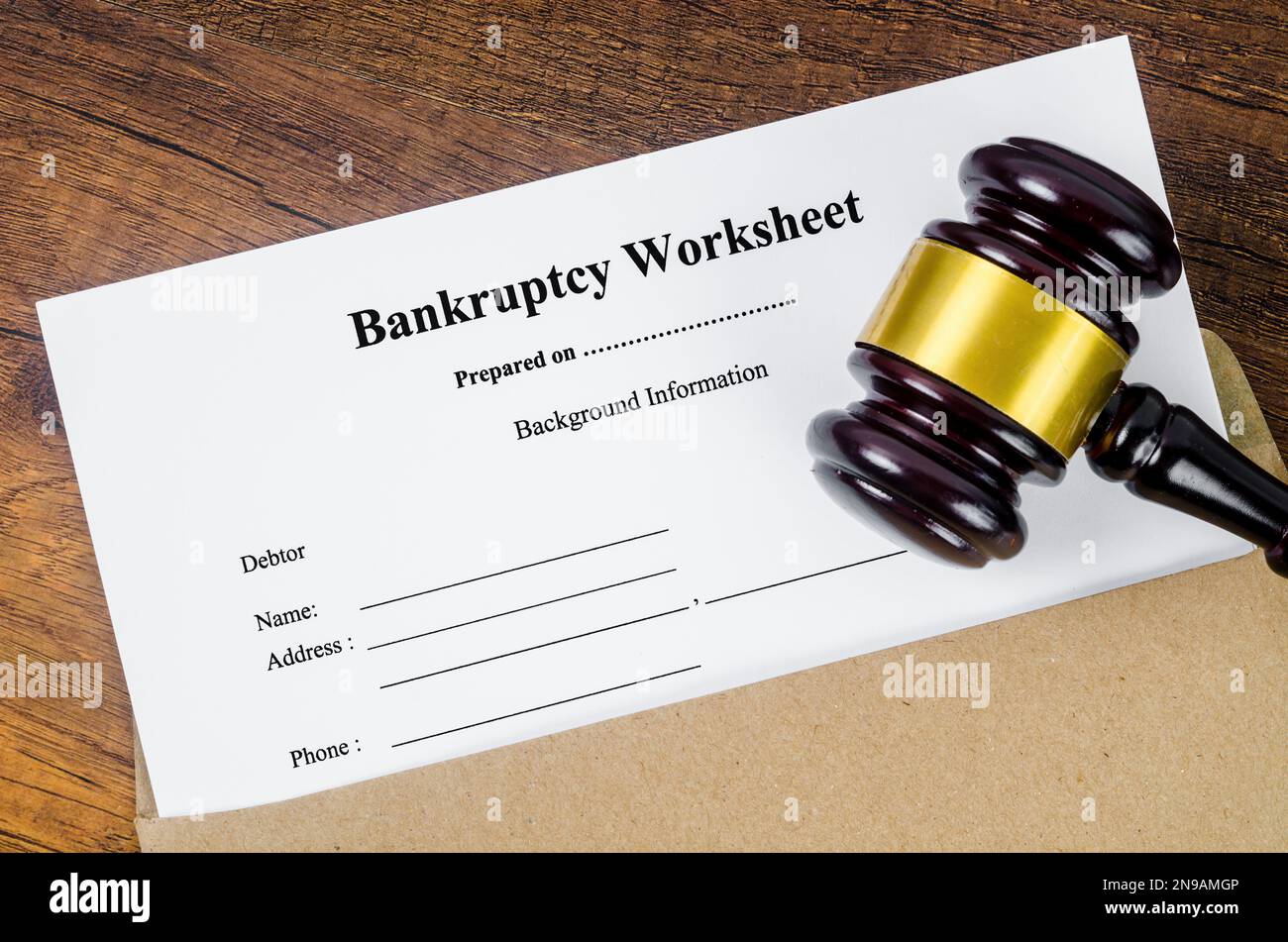 Bankruptcy document with wooden gavel, Buseniss concept Stock Photo - Alamy