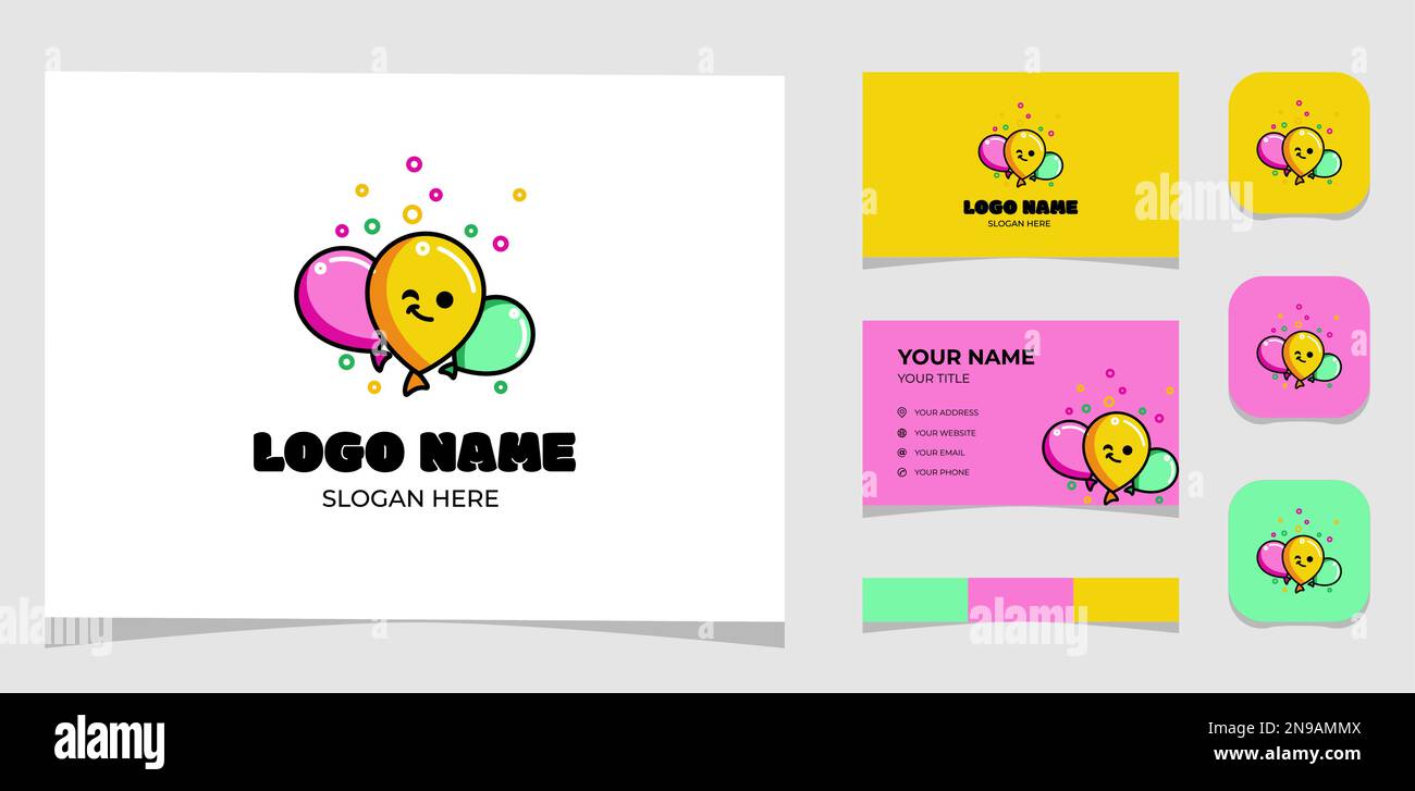 Template Logo Creative Party balloon, fun and colorful concept ...