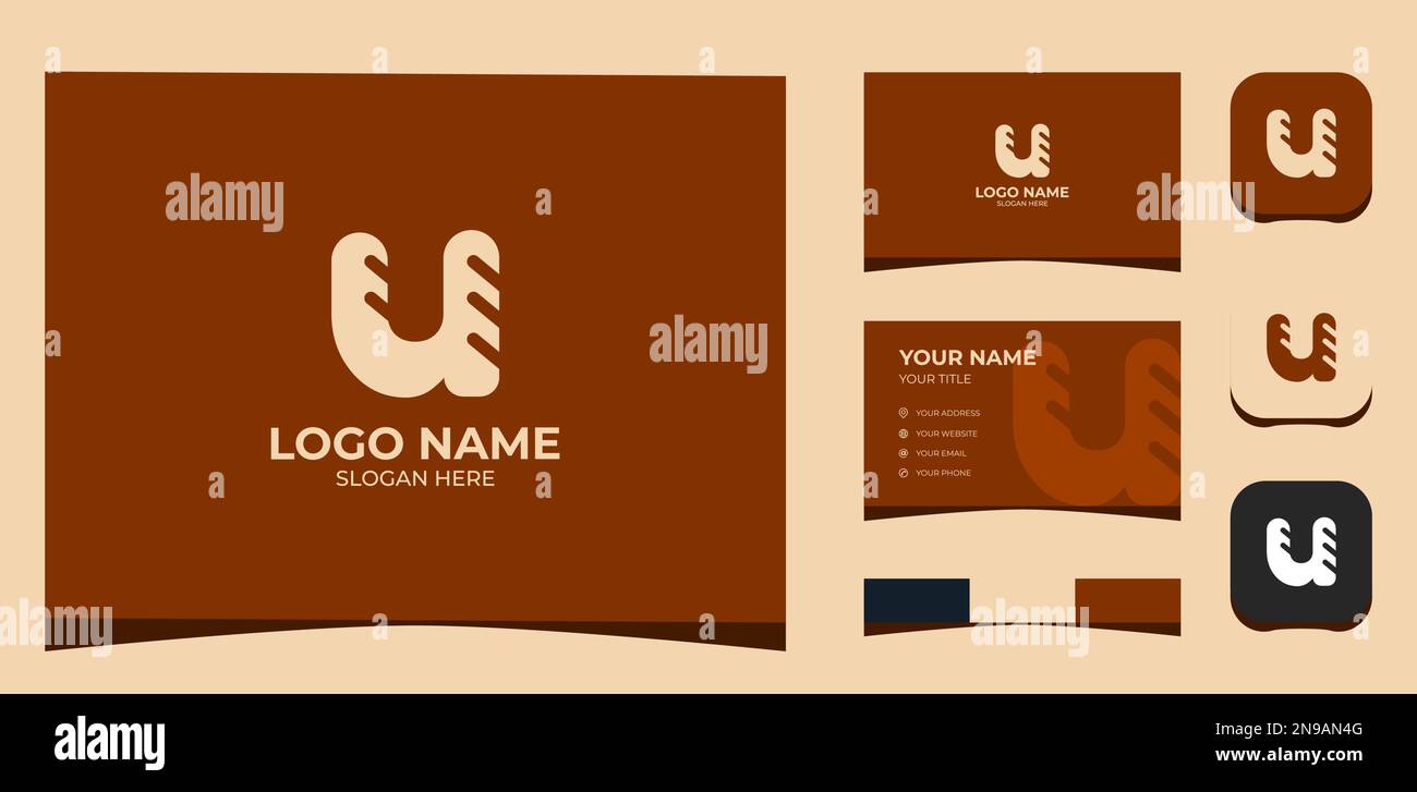 Template Logo Creative Initial U With Bread shape, Minimalist modern ...