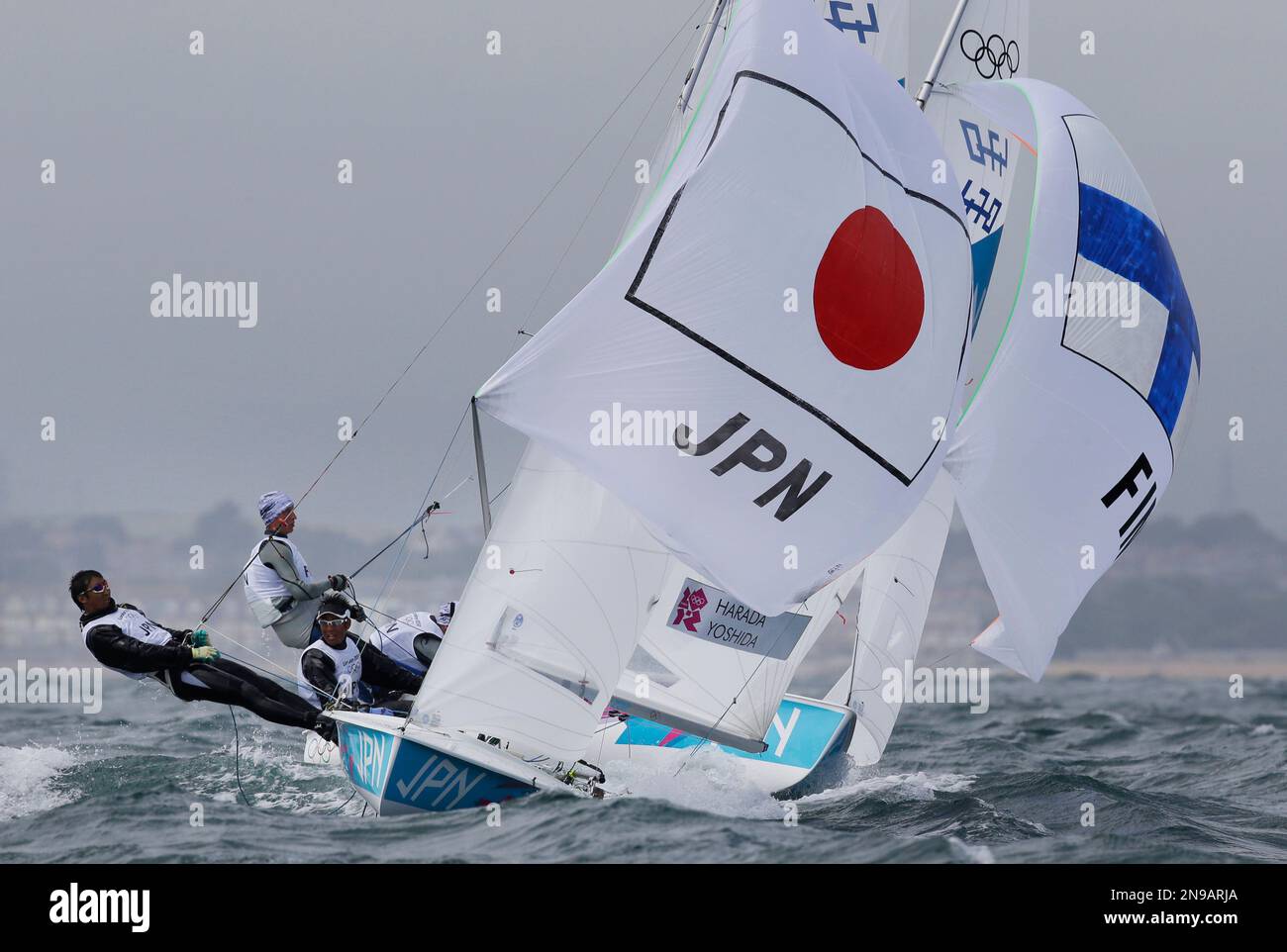 Japan's Ryunosuke Harada and Yugo Yoshida compete during the 470 men ...