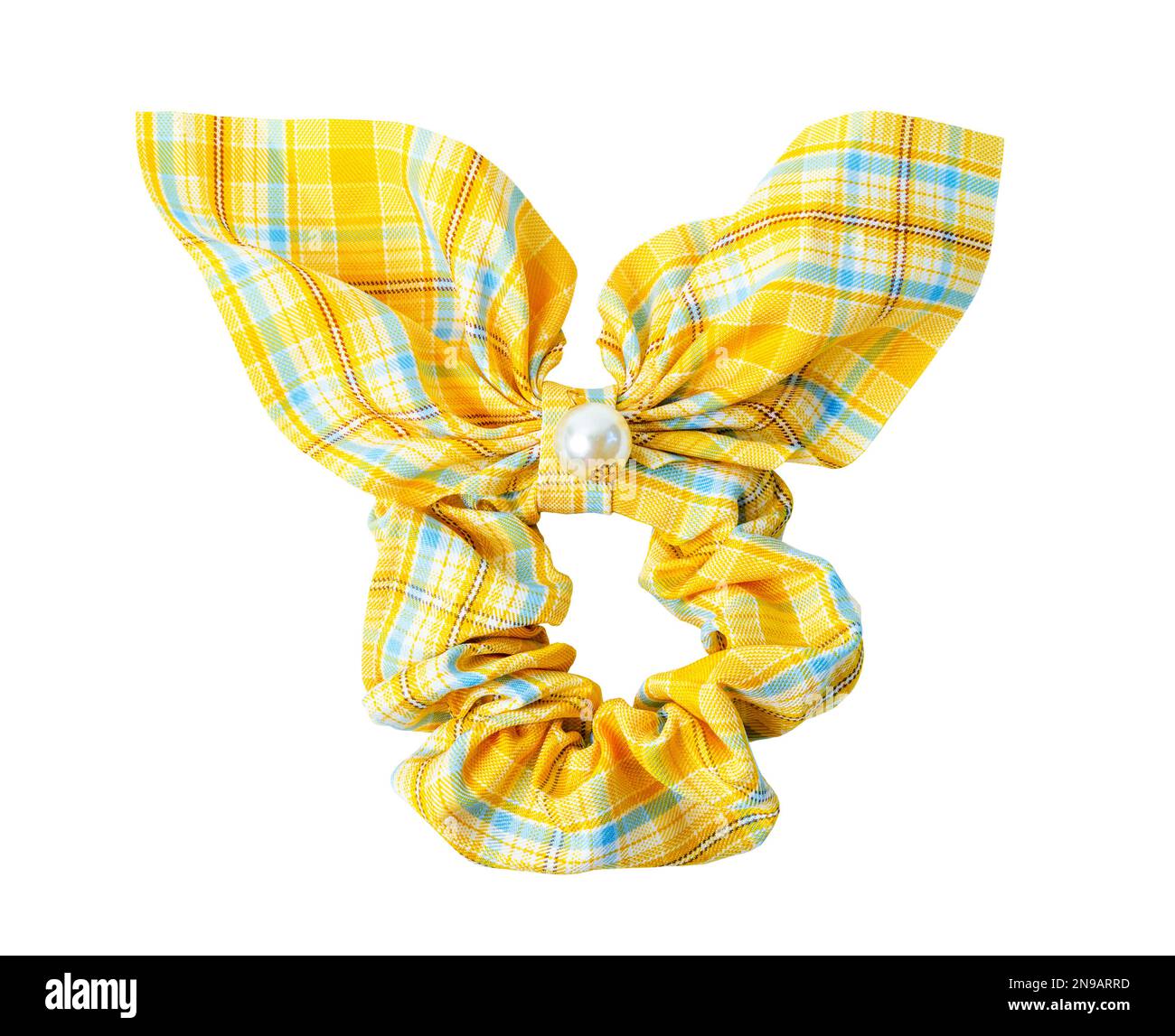 Beautiful yellow hair ribbon bow tie isolated on white background, Save ...