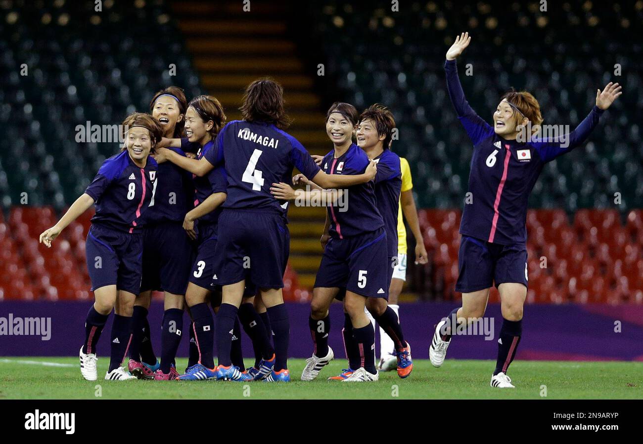 Japans Yuki Ogimi Second From Left Celebrates After Scoring With