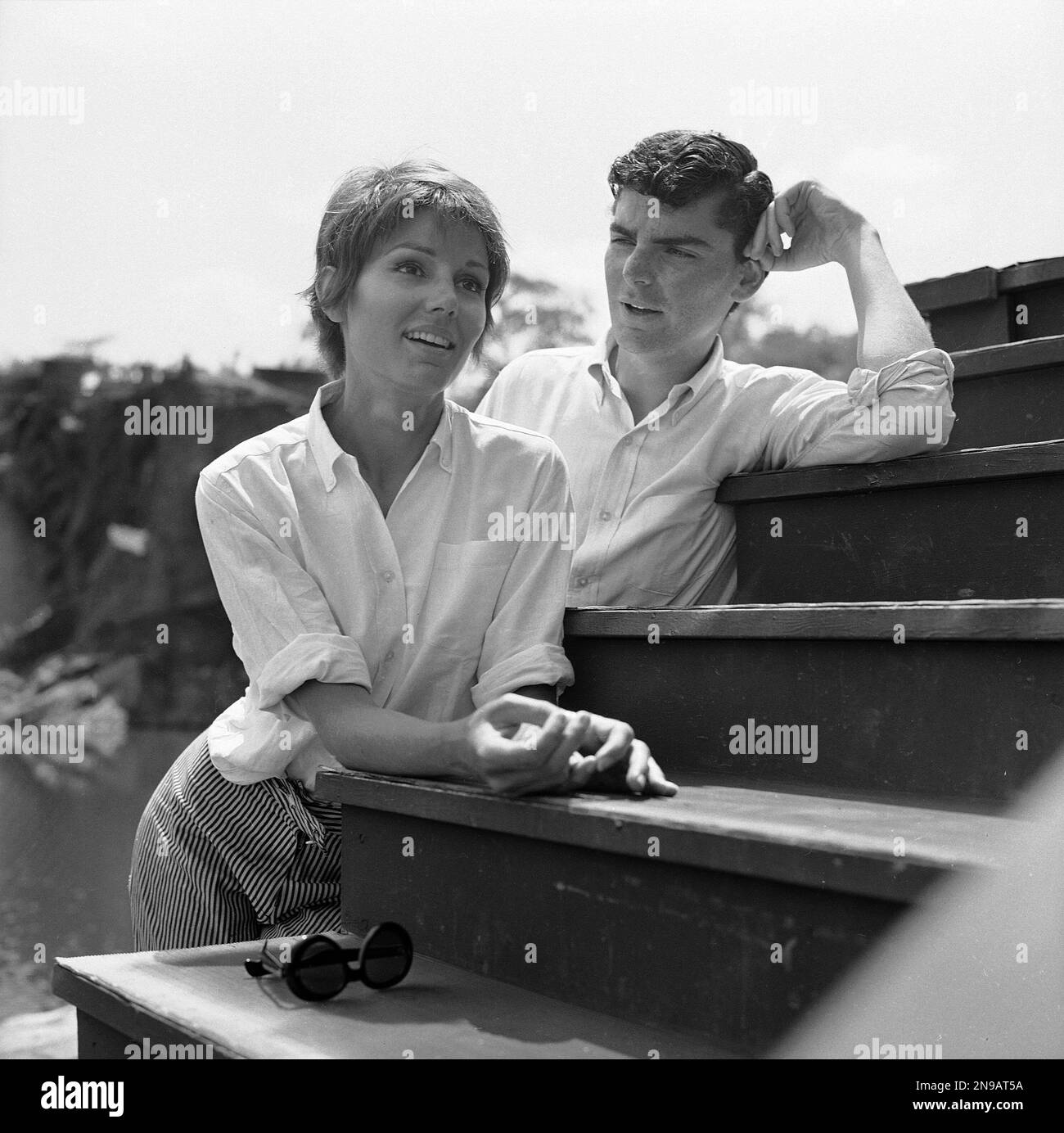 Husband and wife actors, Richard Benjamin and Paula Prentiss are shown ...