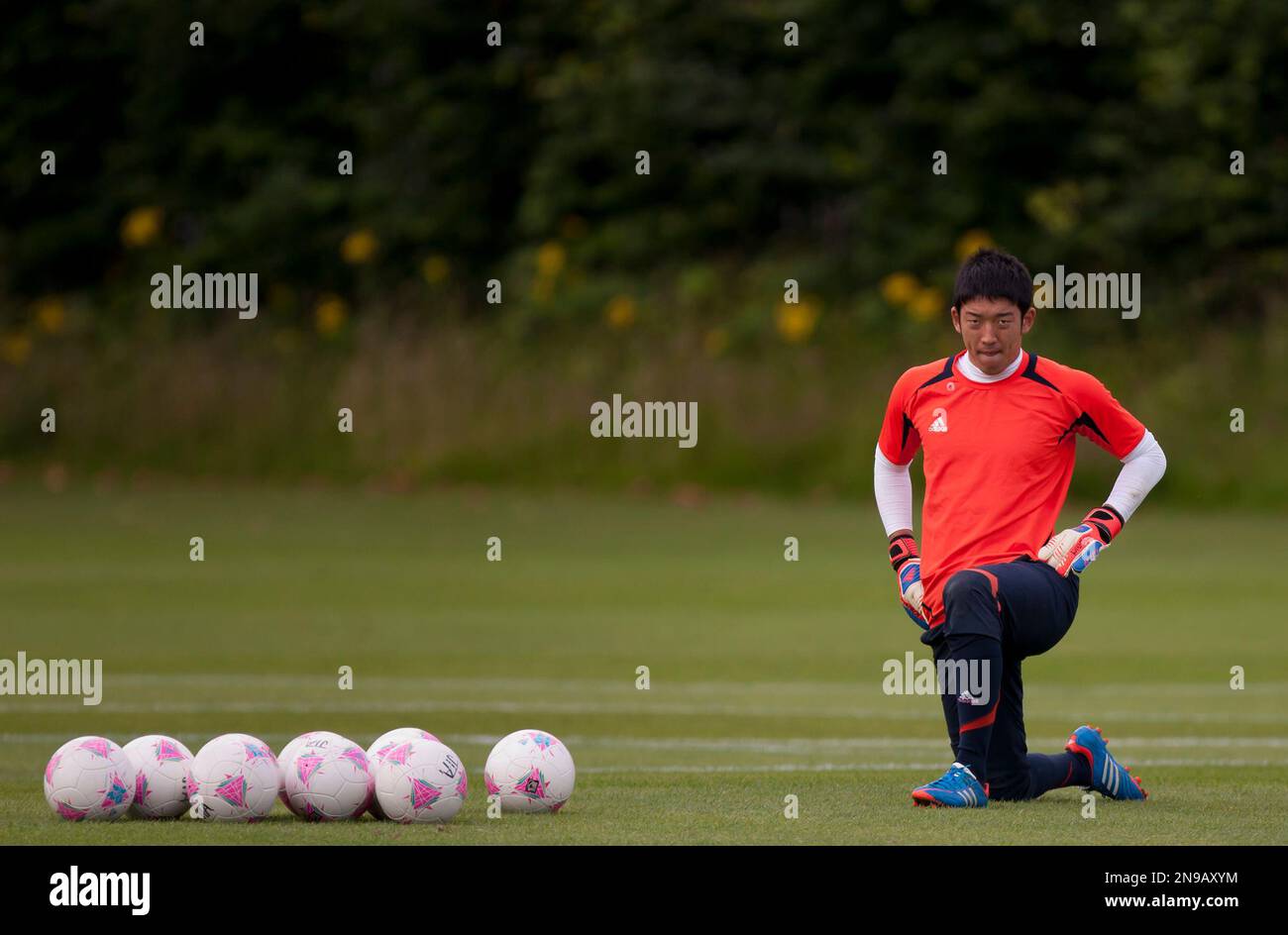 Japan goalkeeper Shuichi Gonda trains a day ahead of the team's quarter ...