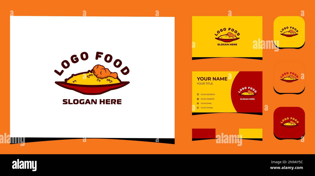 Template Logo Creative Asian Food, Rice and Fried Chicken on Plate ...