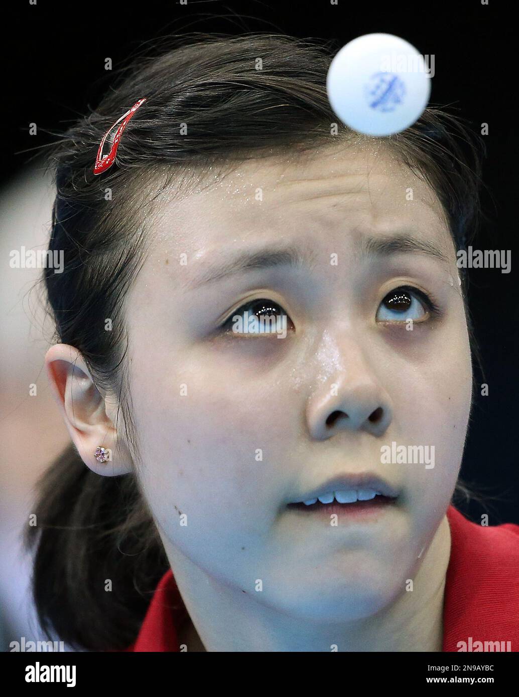 United States' Ariel Hsing returns a shot to Japan's Ai Fukuhara during ...