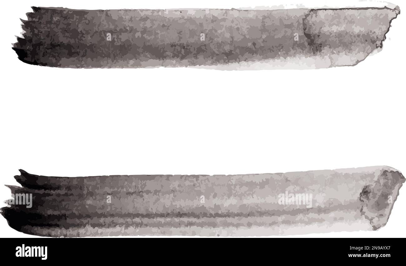 Set of black color watercolor handdrawing texture as brush or banner on ...
