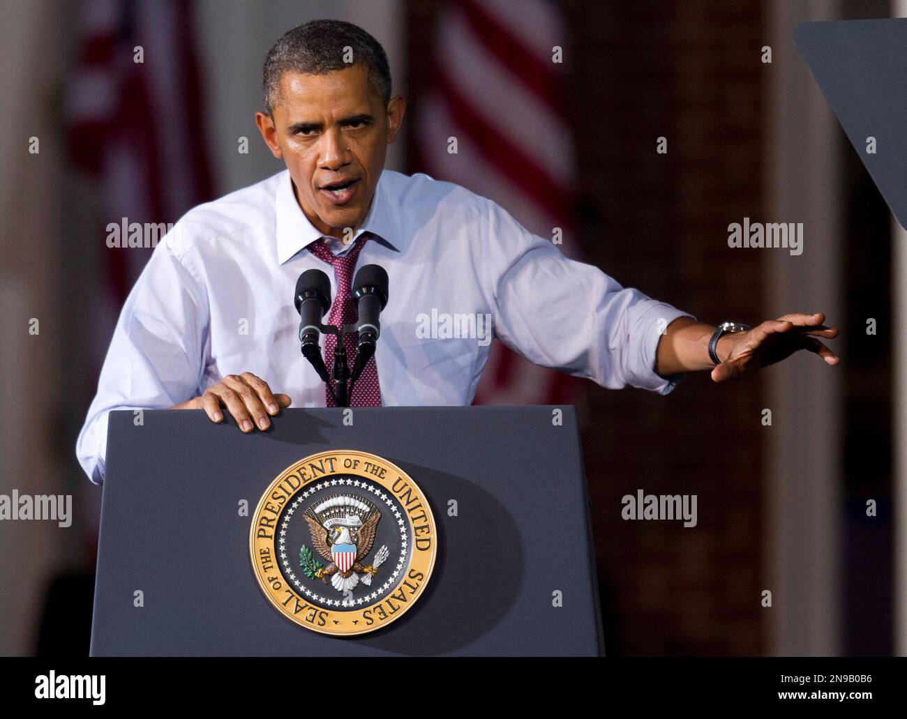 President Barack Obama speaks during a campaign stop at Loudoun County ...