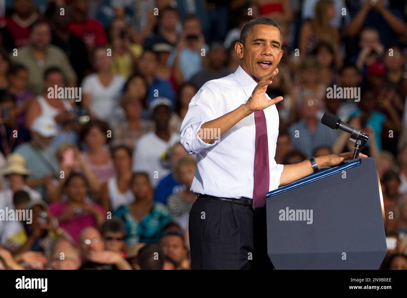 President Barack Obama speaks during a campaign stop at Loudoun County ...