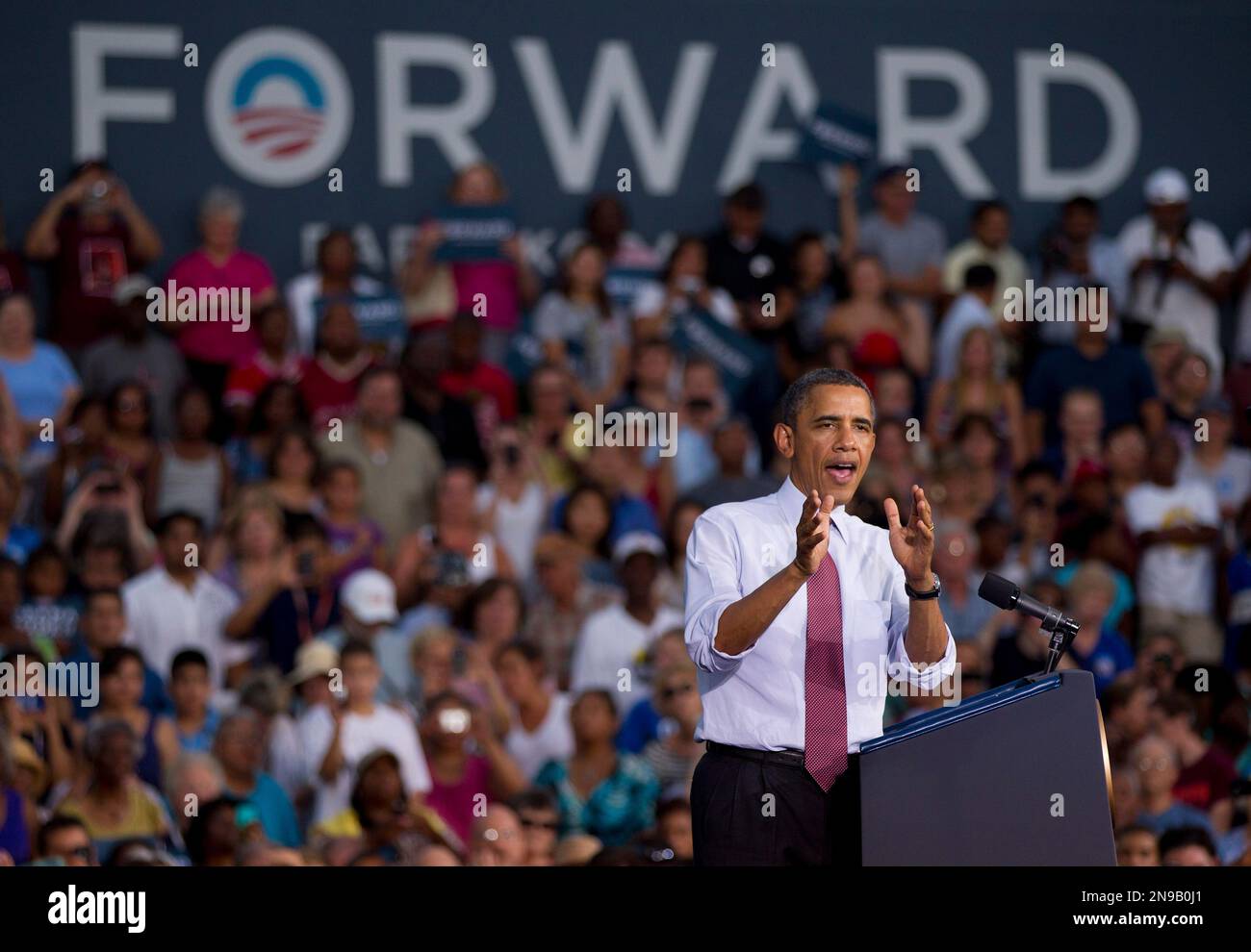 President Barack Obama speaks during a campaign stop at Loudoun County ...