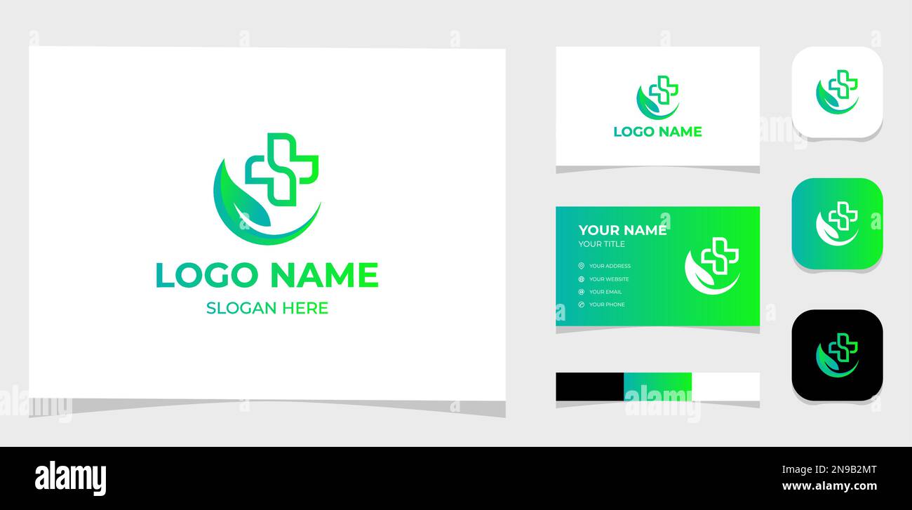 Template Logo Creative Health care, hospital with leaf concept ...