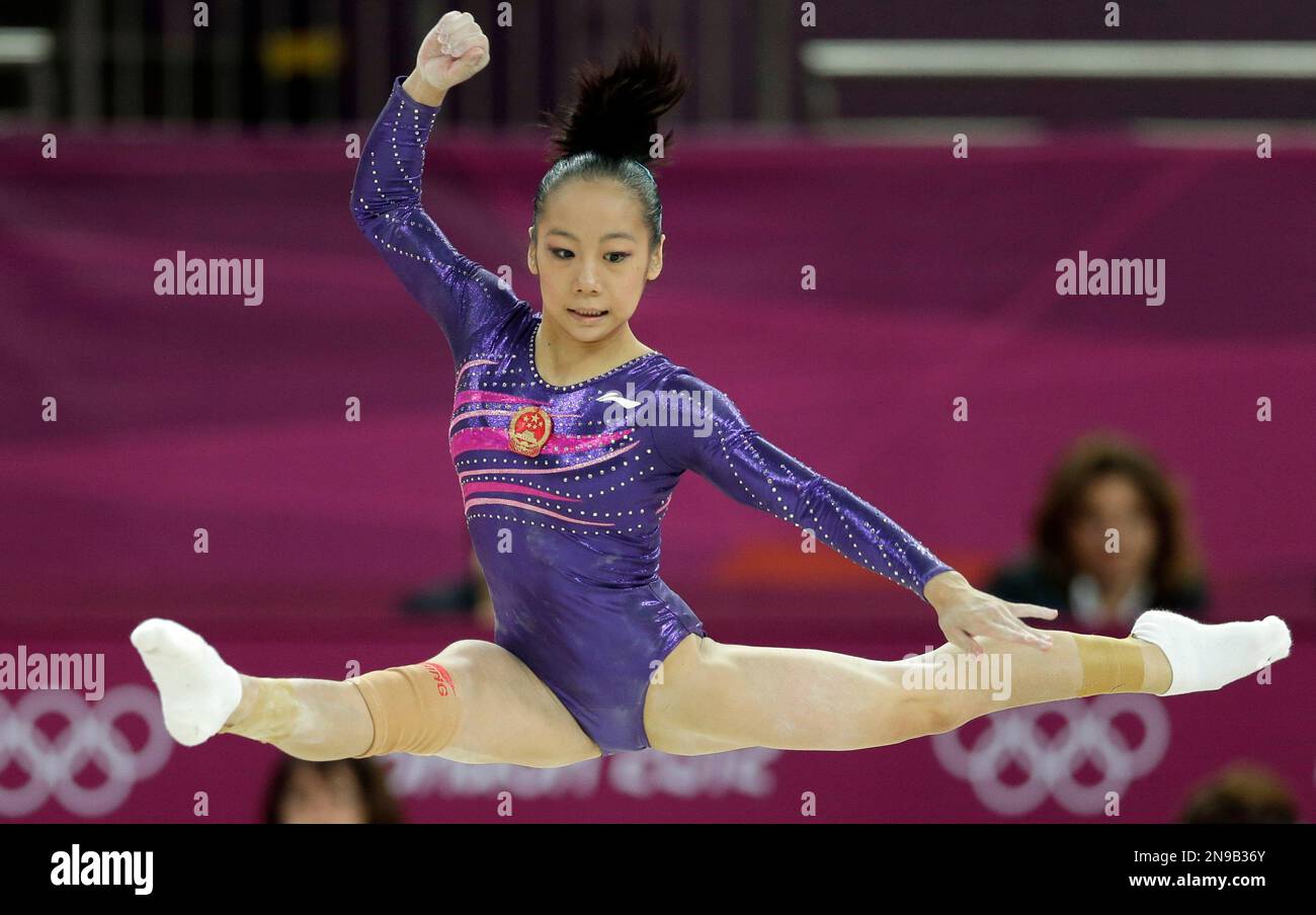 Chinese gymnast Deng Linlin performs on the floor during the artistic ...