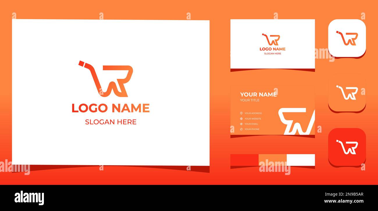 Template Logo Creative Initial R and chart or trolley shop. Creative ...