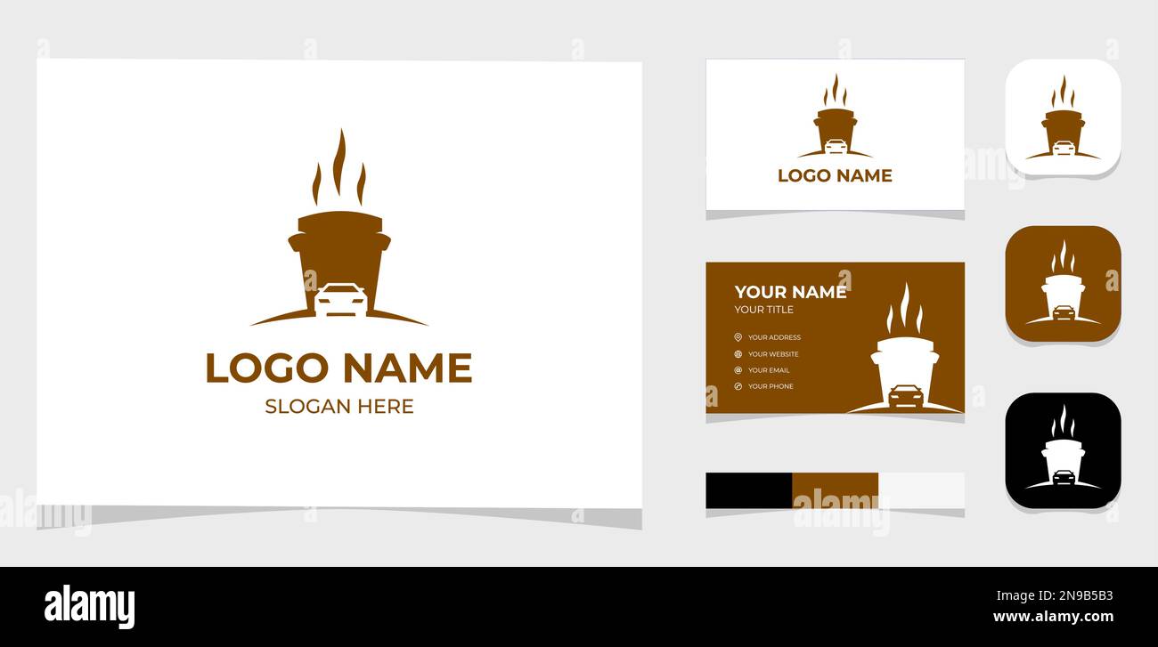 Template Logo Creative Coffee Cup and Car Garage Concept. Creative ...