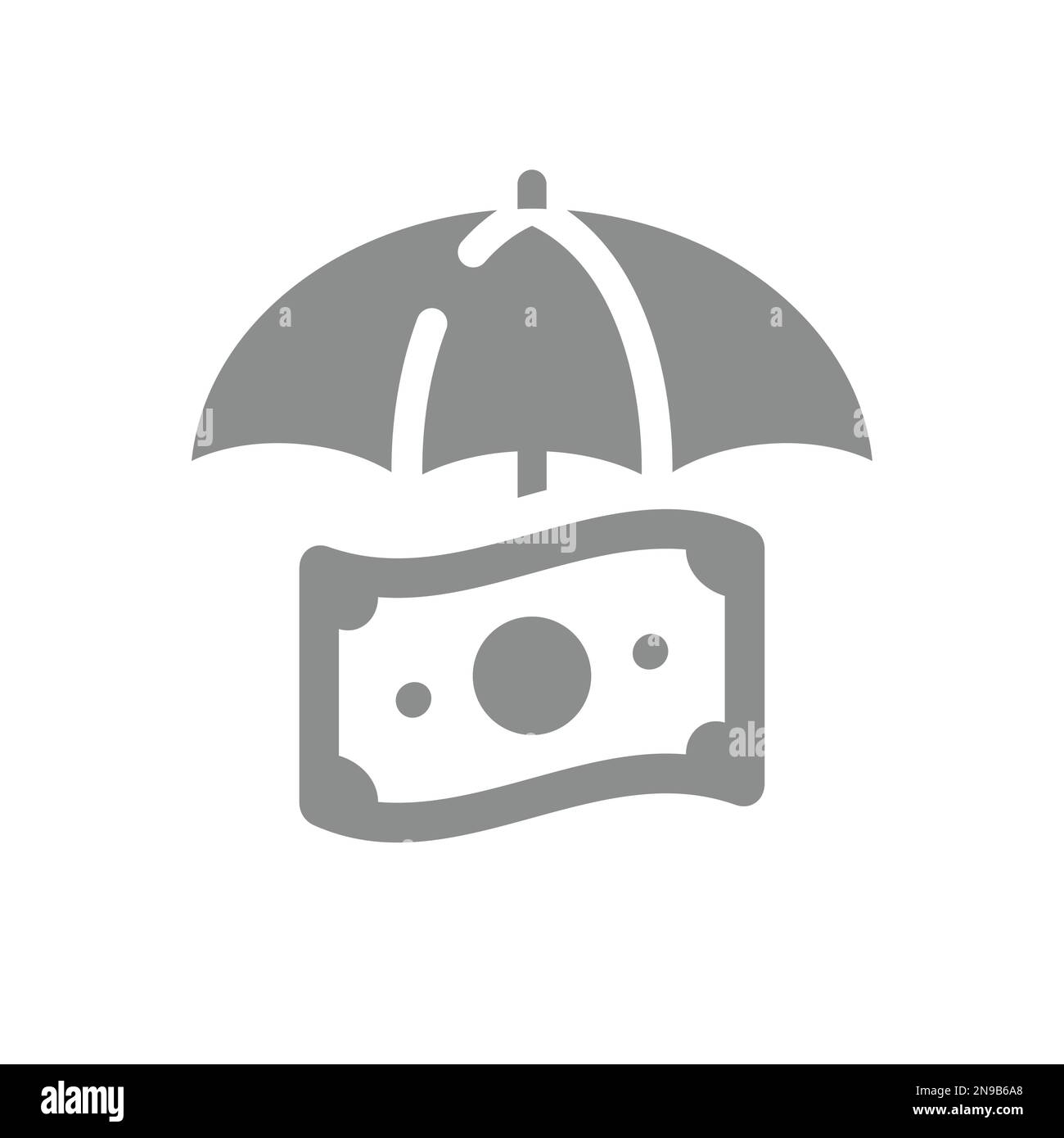 Dollar bill banknote with umbrella vector icon. Money, financial ...