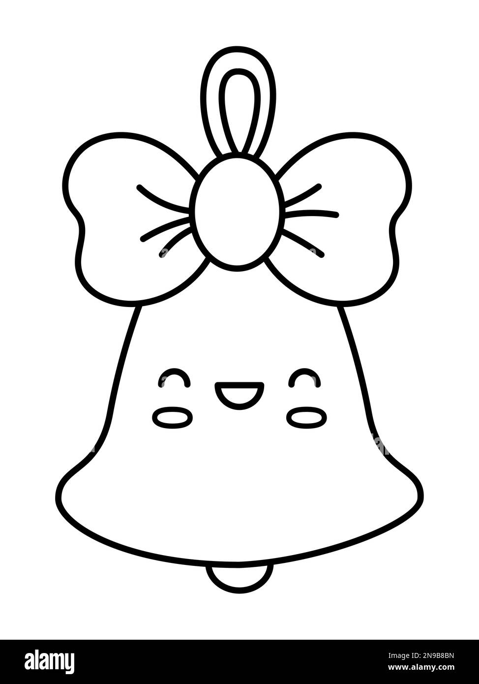 Vector black and white kawaii bell. Cute Christmas or back to school ...