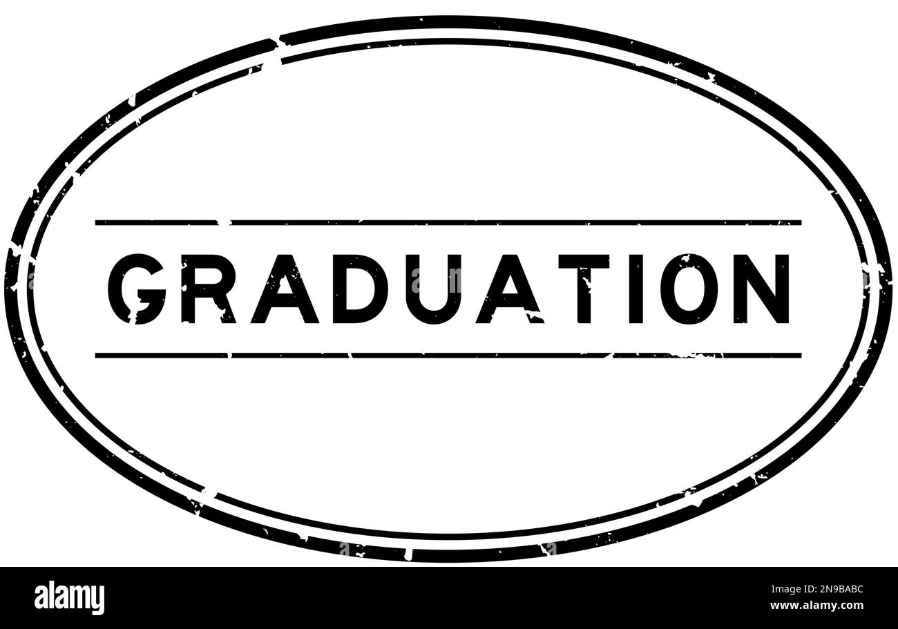 Grunge black graduation word oval rubber seal stamp on white background ...